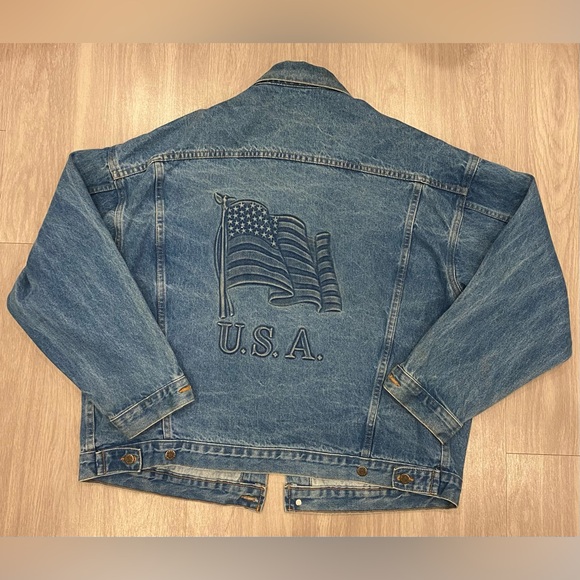 tyca | Jackets & Coats | Vintage Tyca Jacket Mens Xl Blue Usa Flag ...
